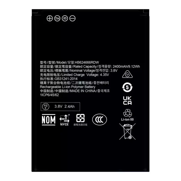 Genuine cell phone battery HB624666RDW for HUAWEI E5576-820 4G LTE WIFI ...