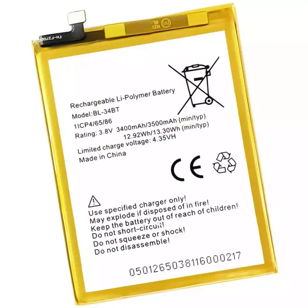 Genuine cell phone battery BL-34BT for Tecno KA7 / Spark 2 - batterysg.com