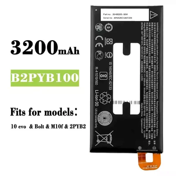 Genuine cell phone battery B2PYB100 for HTC 10 evo - batterysg.com