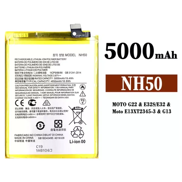 Genuine cell phone battery NH50 for Motorola MOTO G22 / E32S / E32 ...
