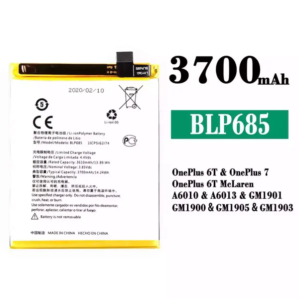Genuine cell phone battery BLP685 for OnePlus 6T / OnePlus 7 ...