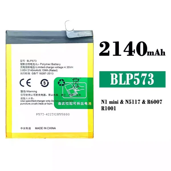 Genuine cell phone battery BLP573 for OPPO N1 mini - batterysg.com