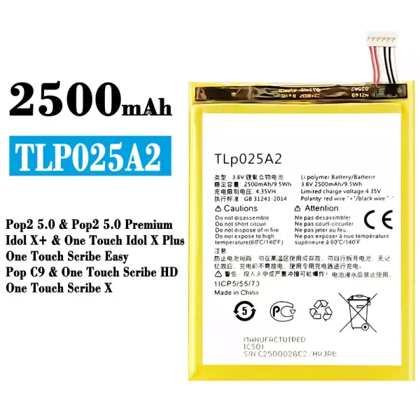 Genuine cell phone battery TLp025A2 for Alcatel Pop2 5.0 / One Touch ...
