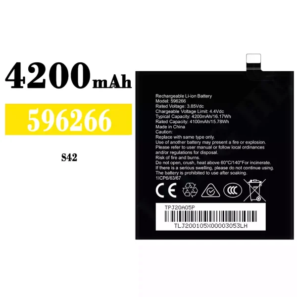 Genuine cell phone battery 596266 for CAT S42 - batterysg.com
